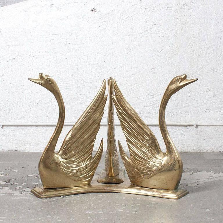 Magnificent Hollywood Regency-Style Brass Swan Trio Coffee Table at 1stDibs