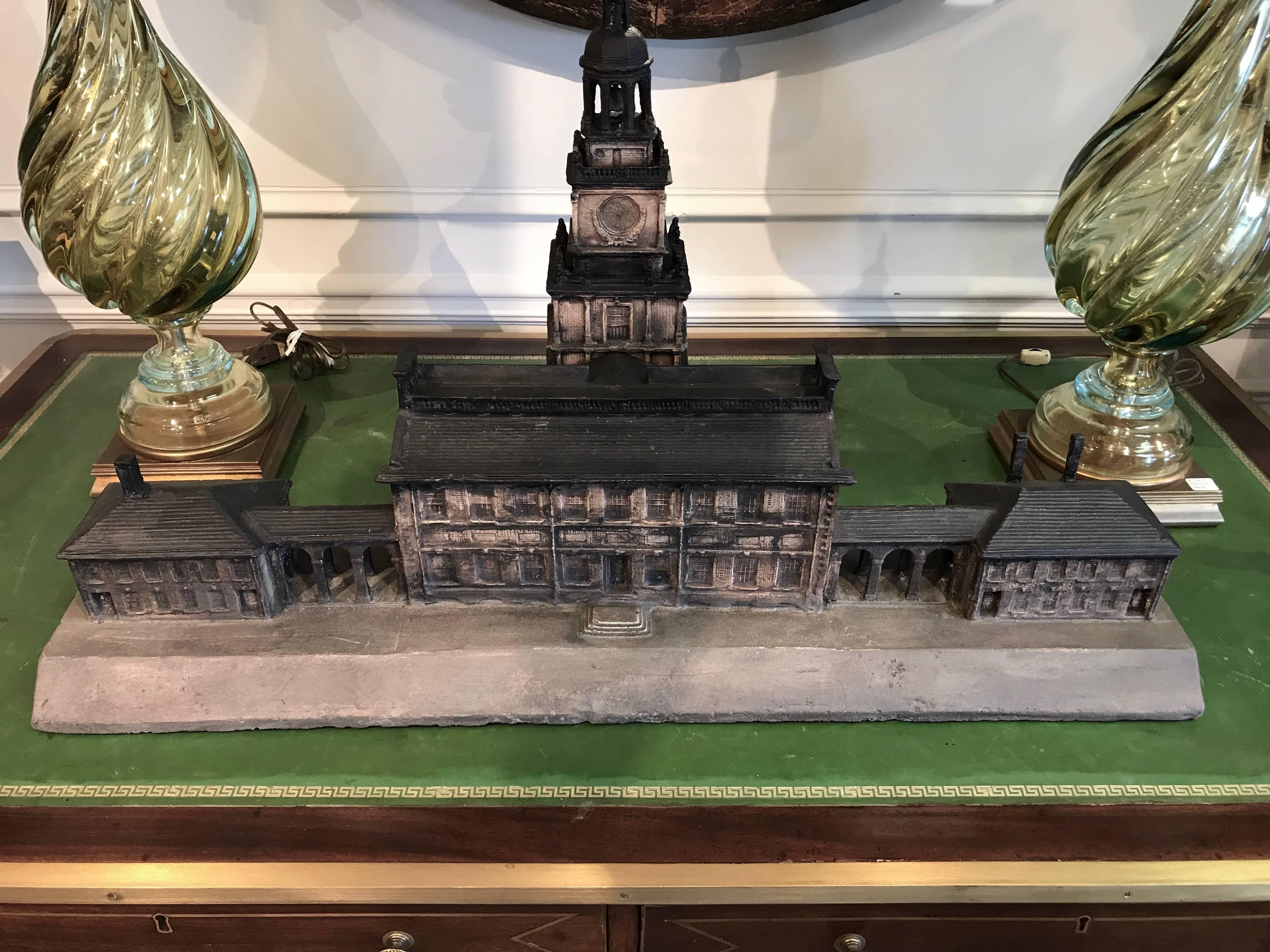 Vintage Polychromed Plaster Architectural Model of Independence Hall ...
