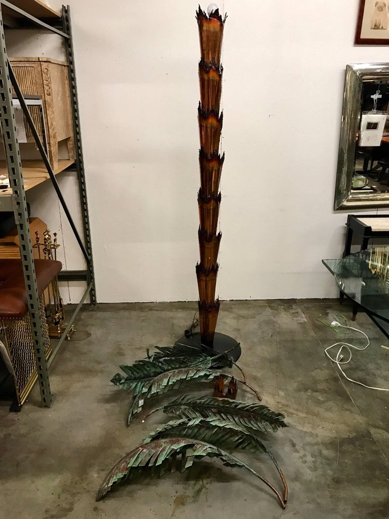Extraordinary Midcentury Forged Copper Palm Tree Floor Lamp For Sale at ...