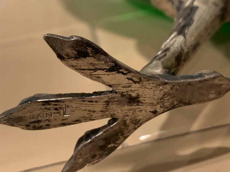 Large Silver and Vermeil Figural Green Glass Bird Decanter For Sale at ...