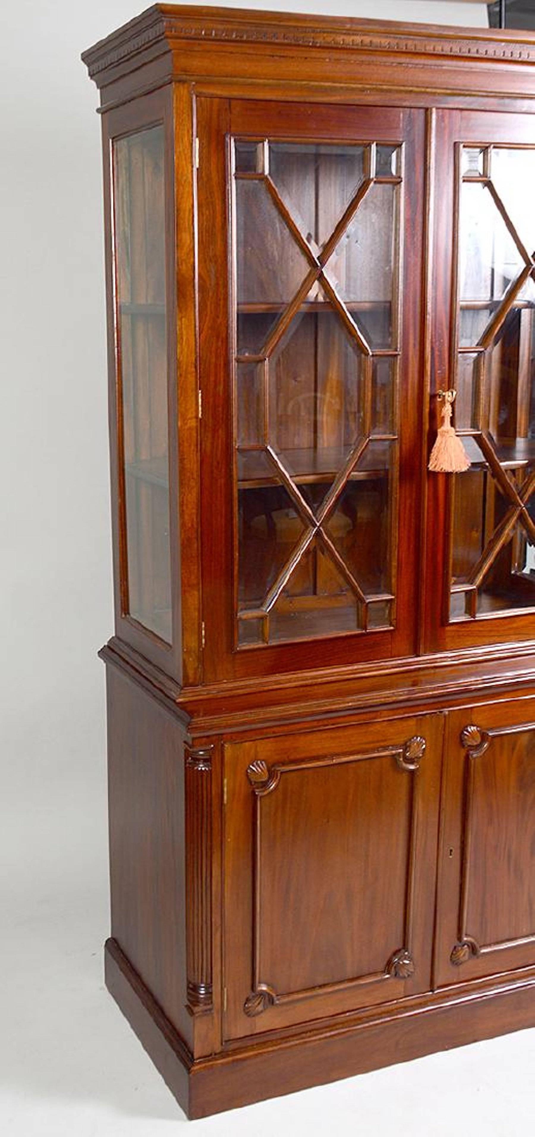 Pair of English Georgian Style Mahogany Bookcases or Breakfronts at ...