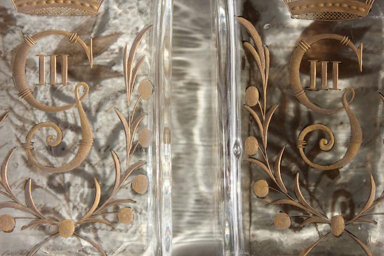 Pair of circa 1800 Swedish Glass Flasks Gilt Decorated for Gustav III ...