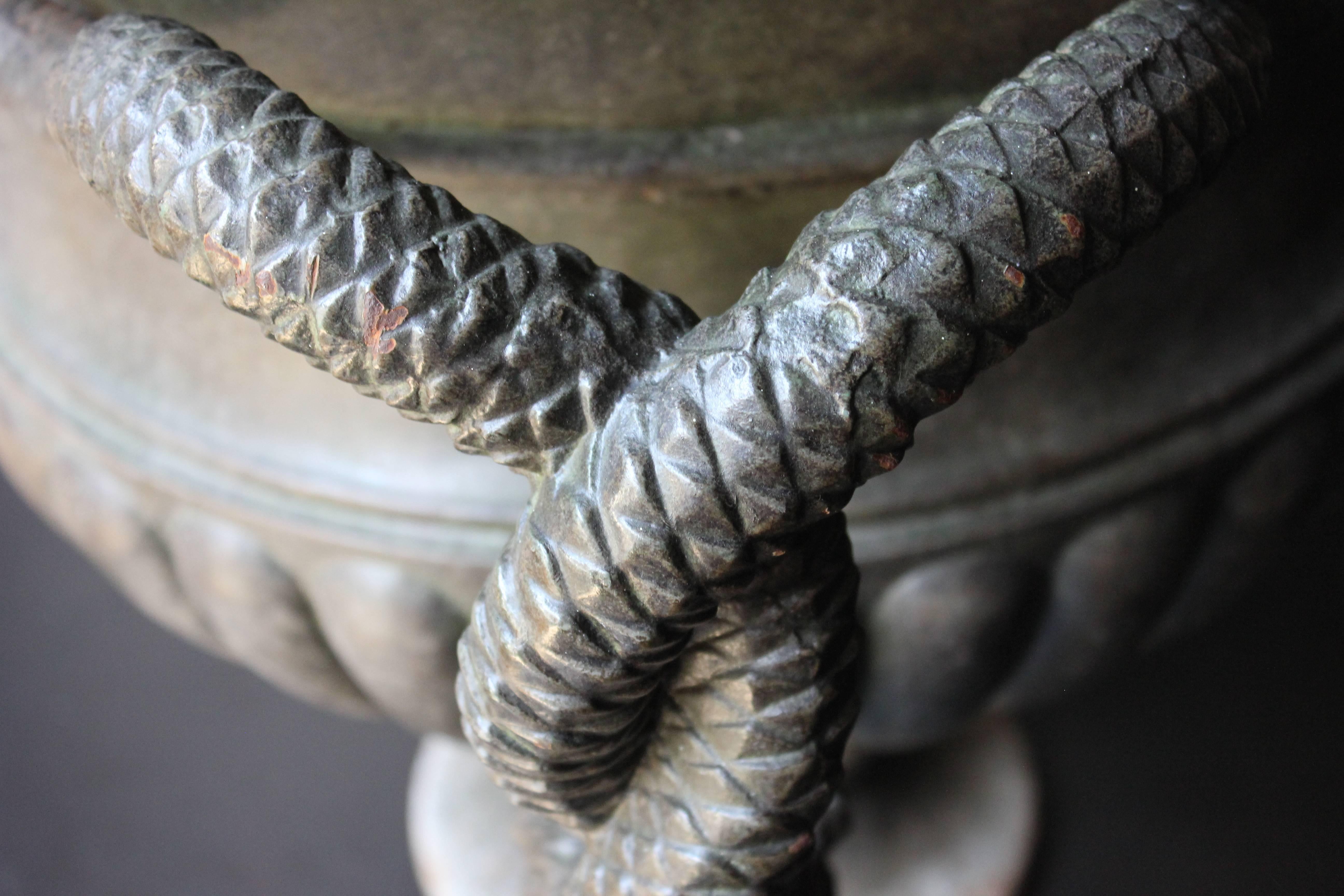 Large and Rare Pair of Cast Iron French Estate Serpent Handled Urns at ...