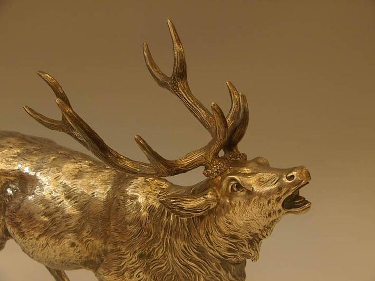 Large Silver Stag Sculpture, circa 1900 For Sale at 1stDibs