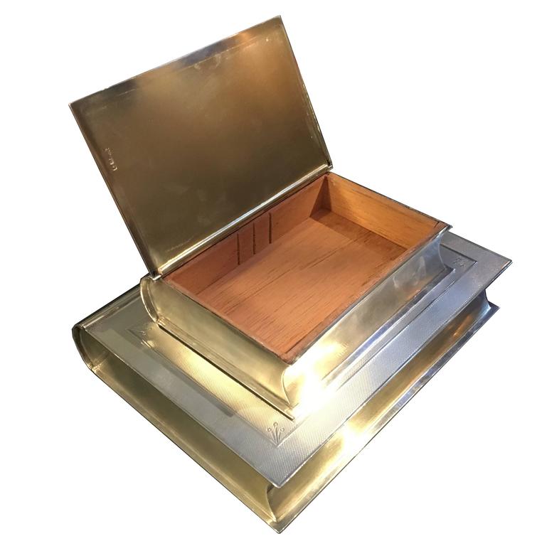 Pair of Tiffany and Co. Sterling Silver Book Cigar Boxes For Sale at ...