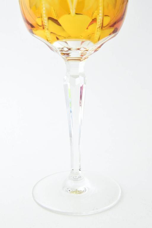 Four Hand-Cut Floral Crystal Water Glasses by Varga Avignon at 1stDibs