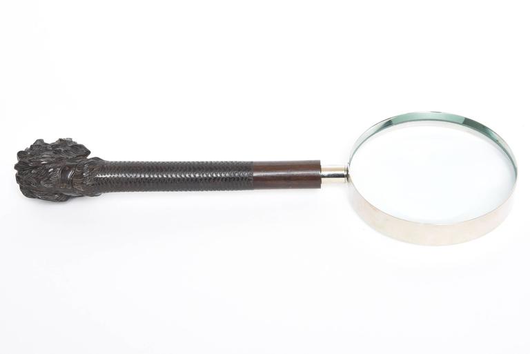 Victorian Carved Wood Dog Head Chrome Magnifier at 1stDibs