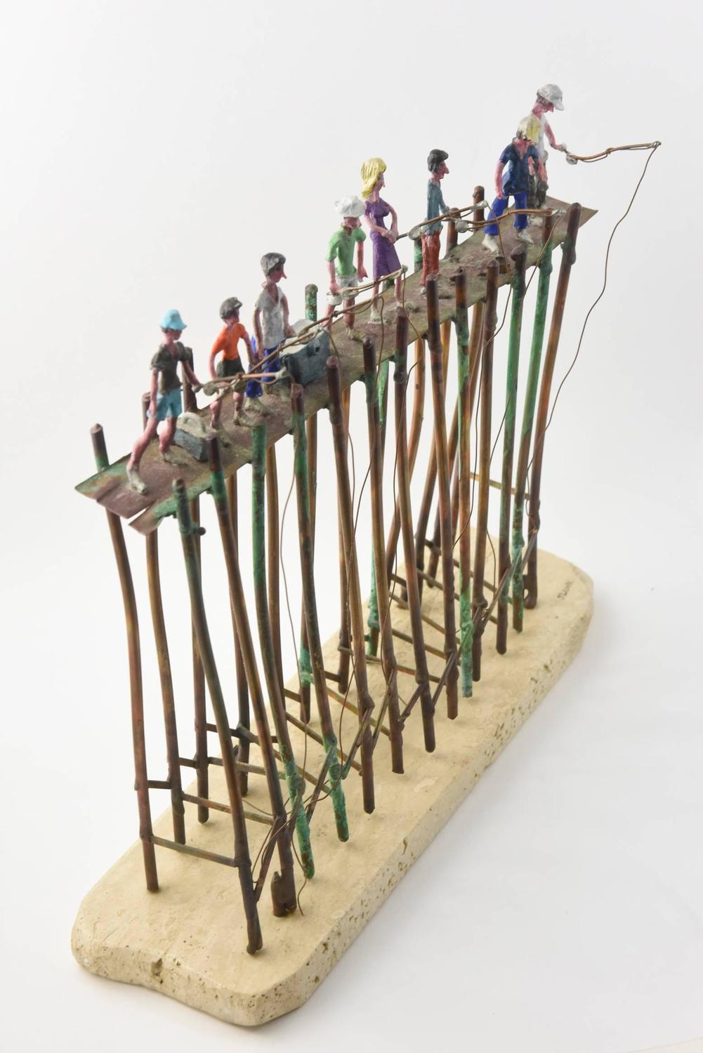 Jim Lewk Fishing Pier Copper Sculpture For Sale at 1stdibs