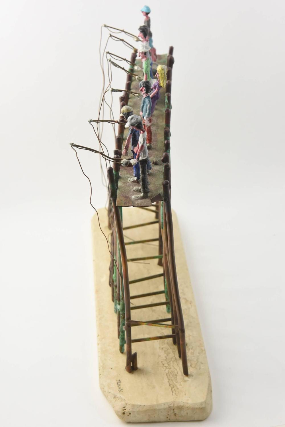 Jim Lewk Fishing Pier Copper Sculpture For Sale at 1stdibs