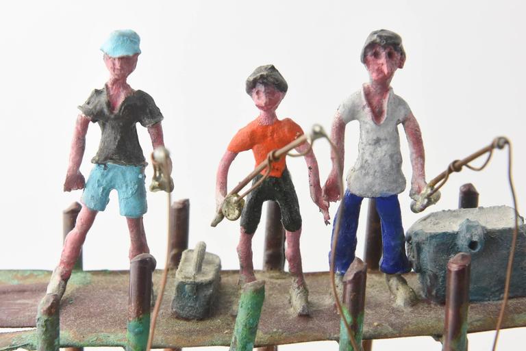 Jim Lewk Fishing Pier Copper Sculpture at 1stDibs | jim lewk sculpture ...