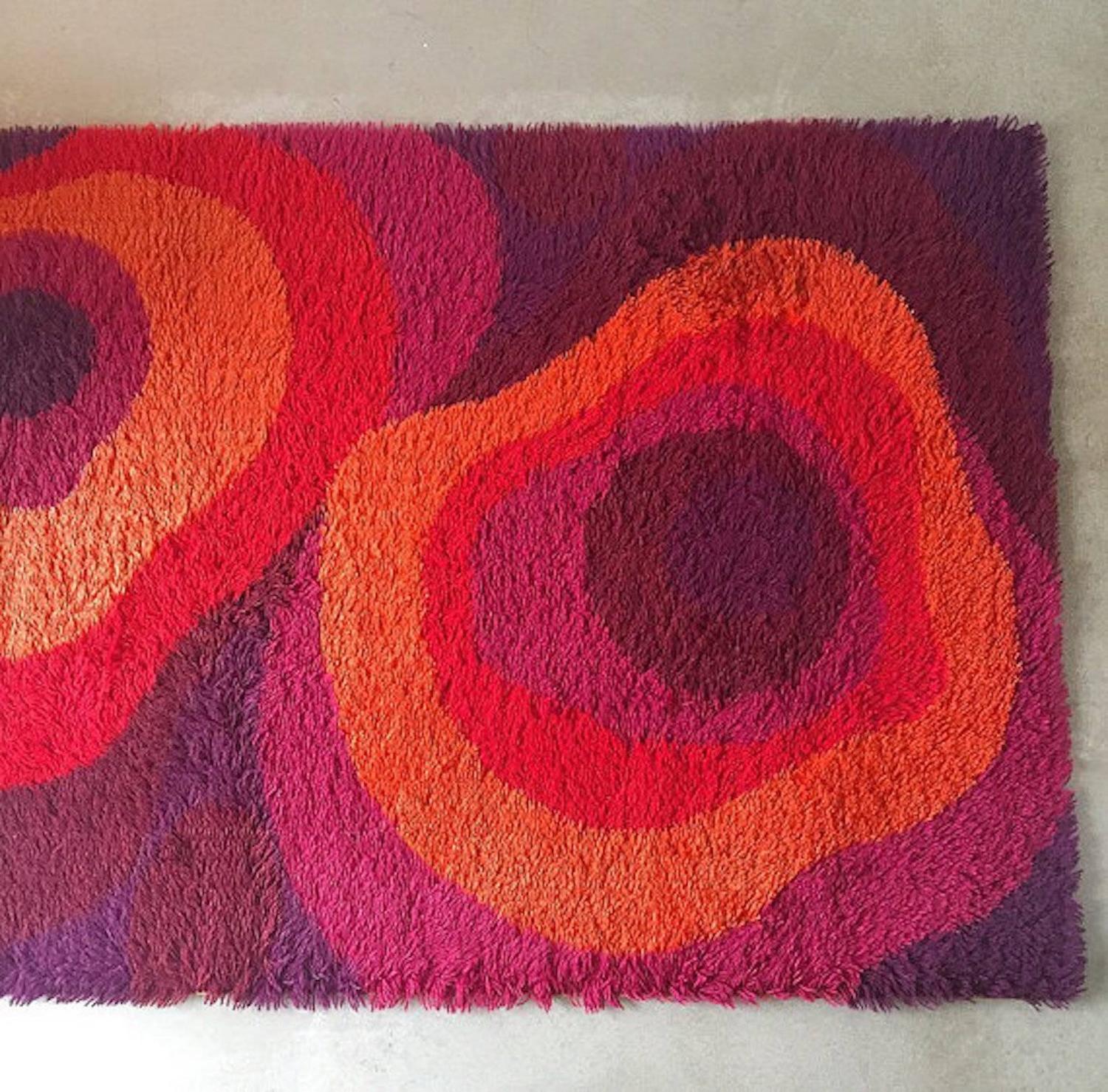 Beautiful Abstract Mid-Century Rya Rug from Ege Taepper of Denmark For ...