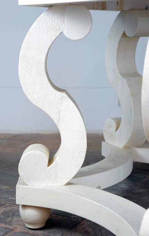 Hexagonal White Fir Wood Table by Michelangeli, Italy at 1stDibs