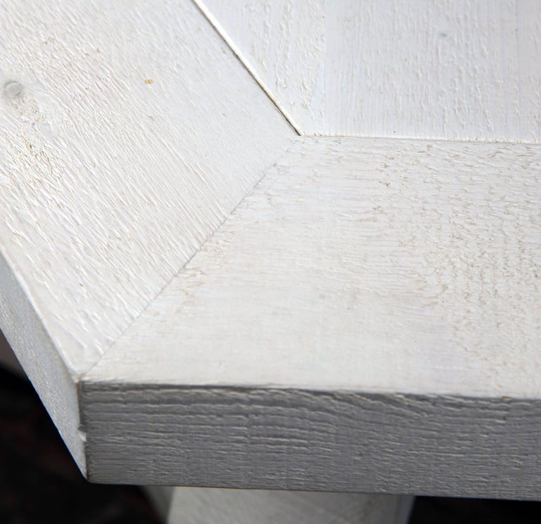 Hexagonal White Fir Wood Table by Michelangeli, Italy For Sale at 1stDibs