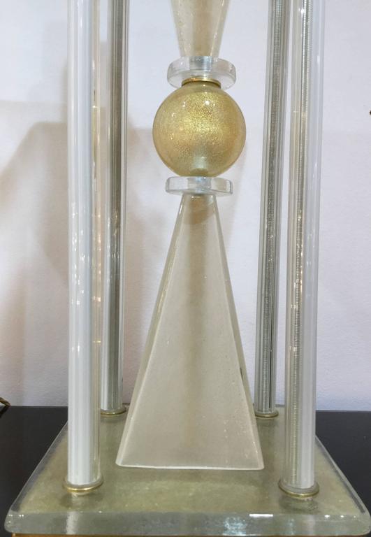 Pair of Italian 'Hour Glass' Lamps in Murano Glass For Sale at 1stDibs