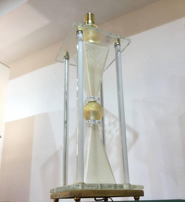 Pair of Italian 'Hour Glass' Lamps in Murano Glass For Sale at 1stDibs