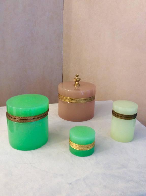 Set of Four Murano Cylinder Glass Boxes by Gino Cenedese, 1950 at 1stDibs