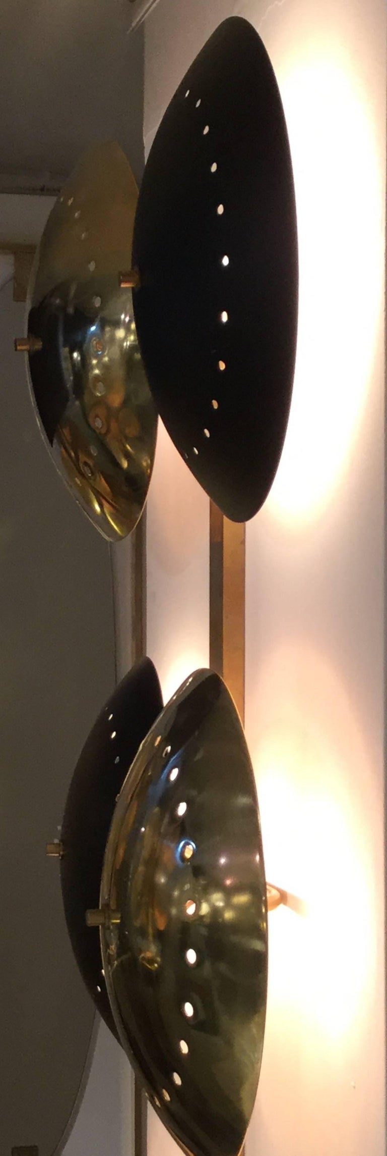 Pair of Italian Modernist Oversized Sculptural Wall Lights, circa 1970 ...