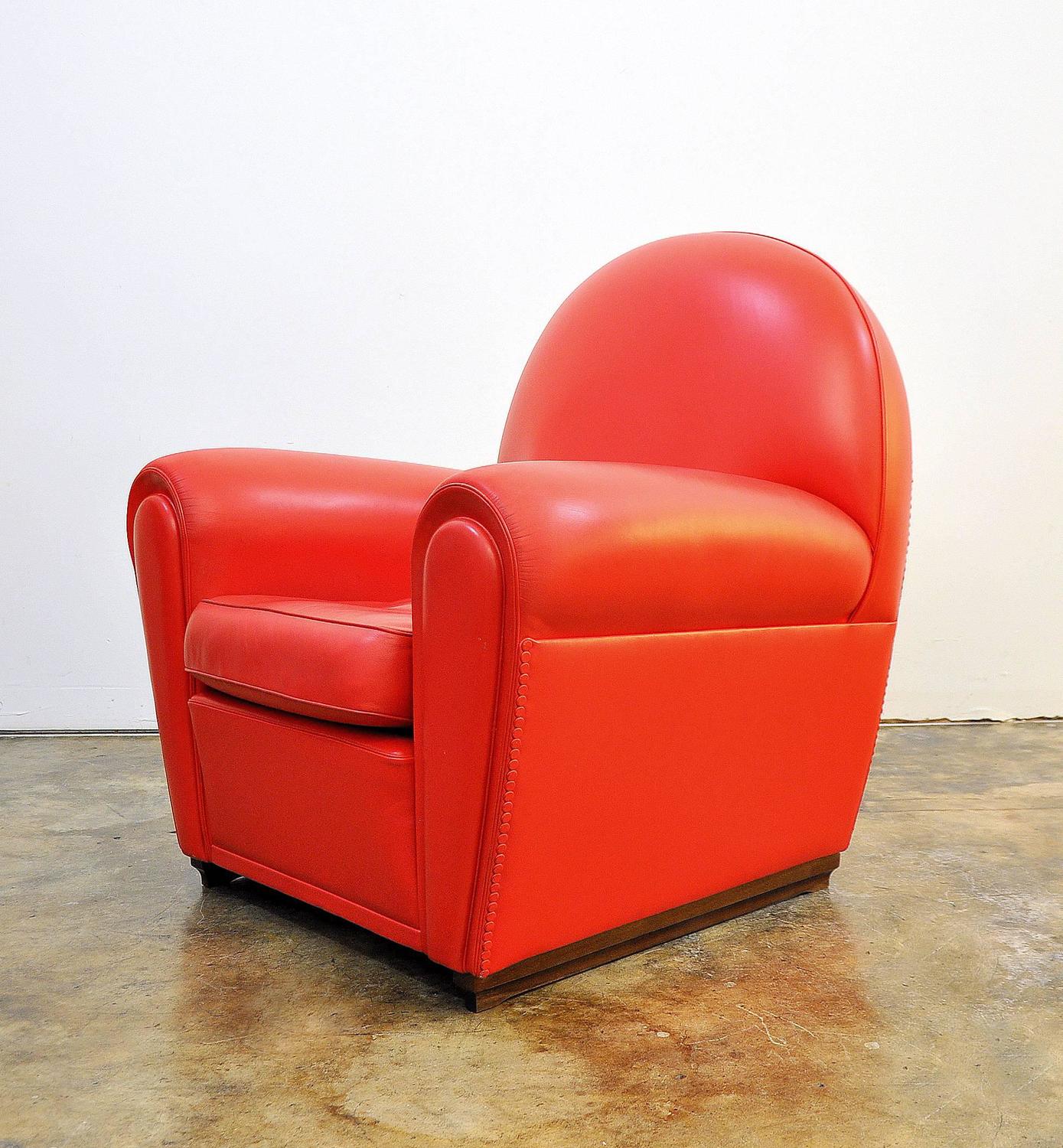 Poltrona Frau Vanity Fair Red Leather Club Chair at 1stdibs