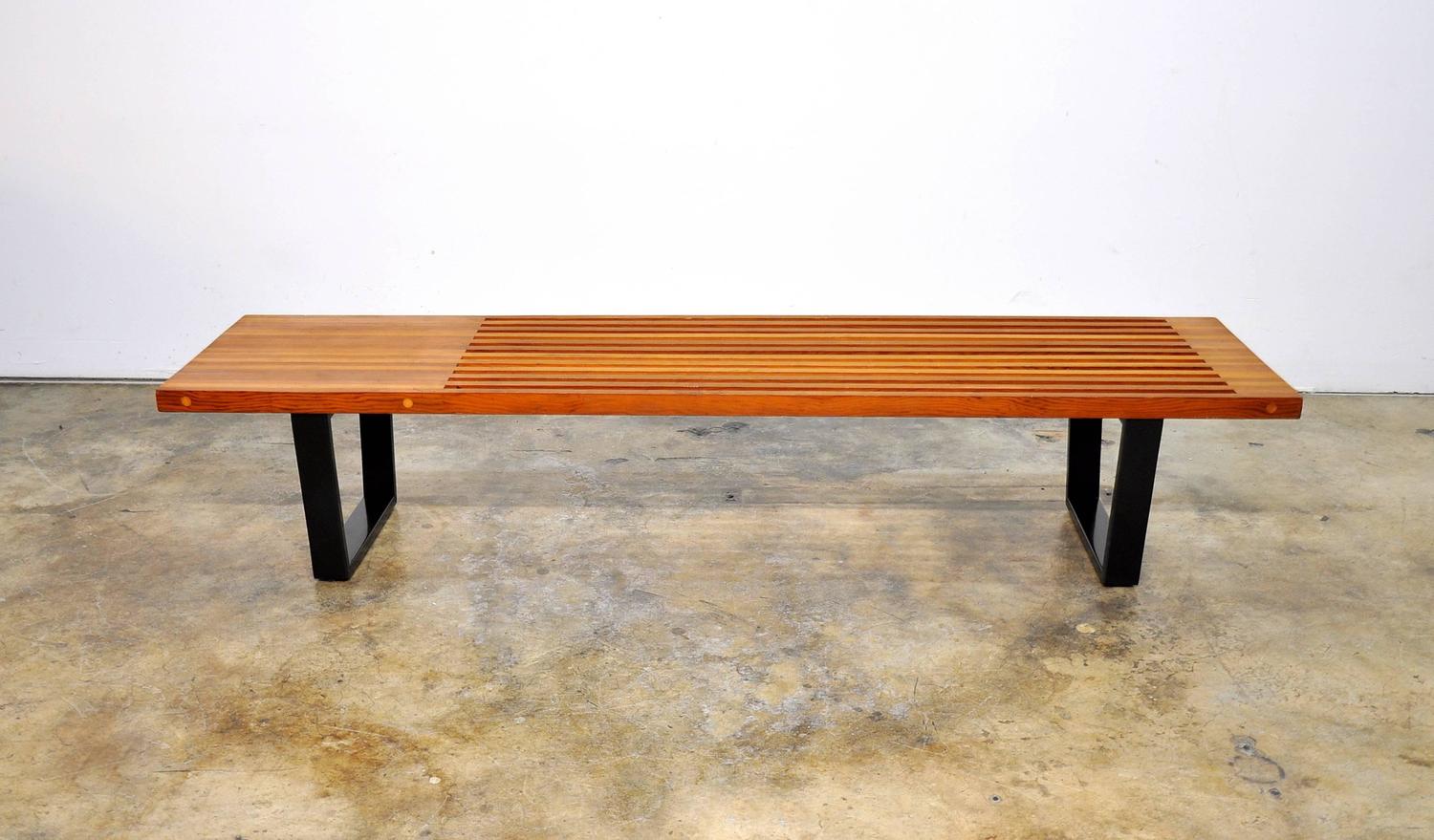 Mid-Century Modern George Nelson Style Slat Bench at 1stdibs