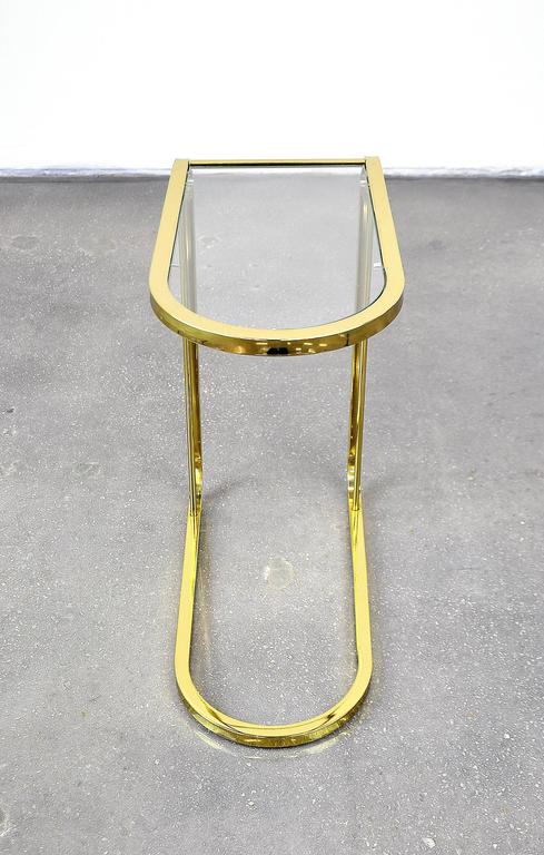 Milo Baughman Style Brass and Glass Cantilever Side Table at 1stDibs