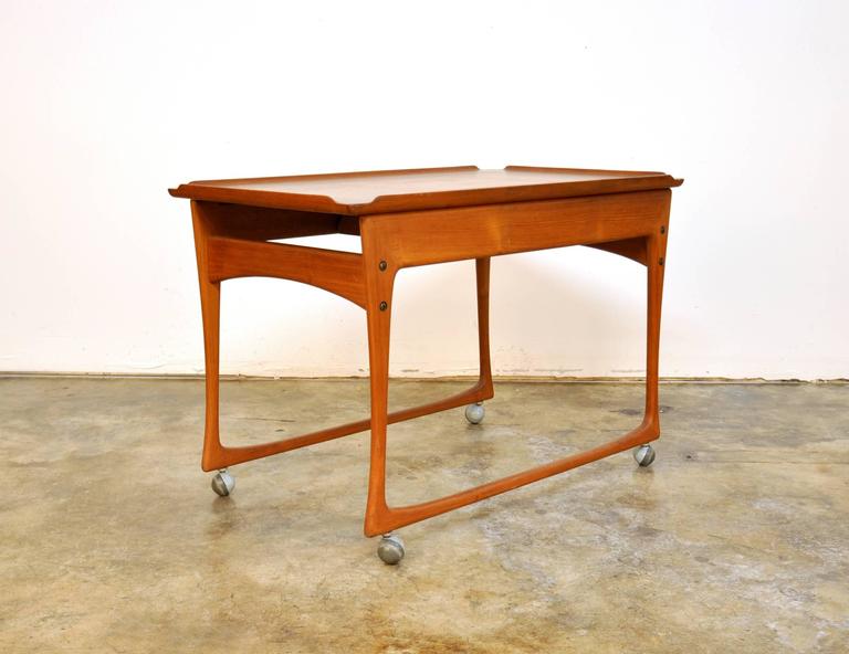 Danish Modern Teak Rolling Bar Cart by J. Ingvard Jensen, Odense ...