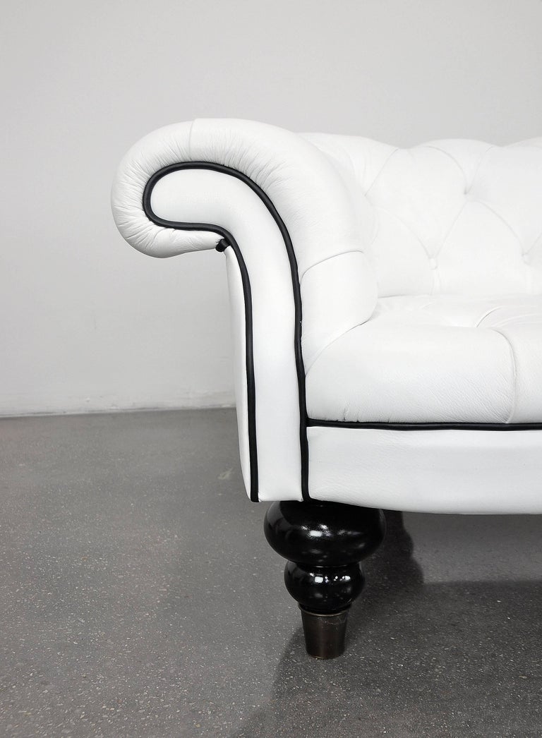 Romeo Sozzi for Promemoria White and Black Leather Vincent Chesterfield ...