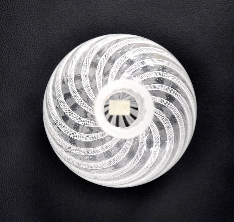 Fratelli Toso Murano Glass Latticino Filigrana Decanter at 1stDibs