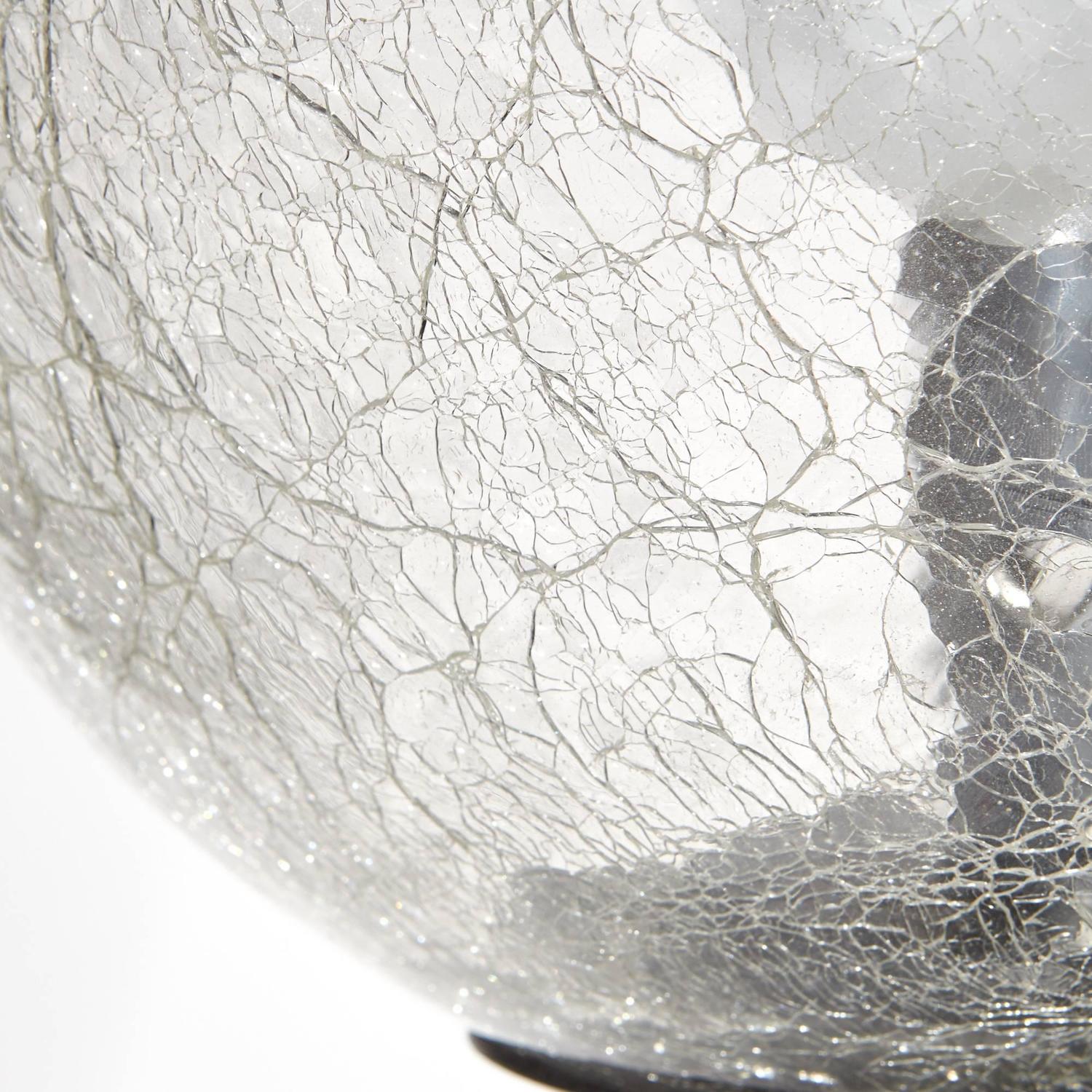 Vintage Pair of Crackle Glass Orb Shade and Chrome Base Lamps, 1960s ...