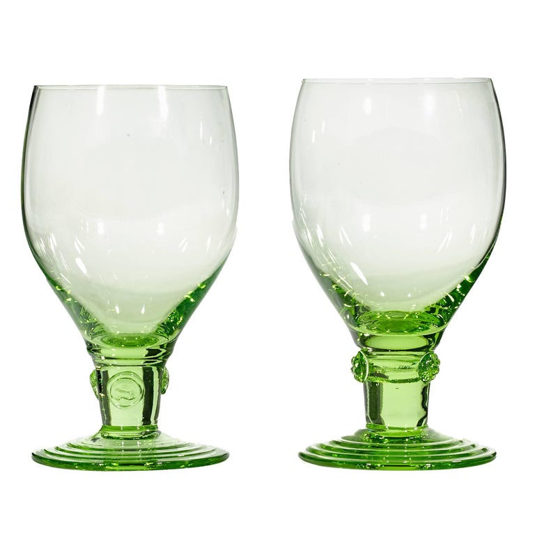 Light Green Glass Wine Goblets, 1950s at 1stDibs