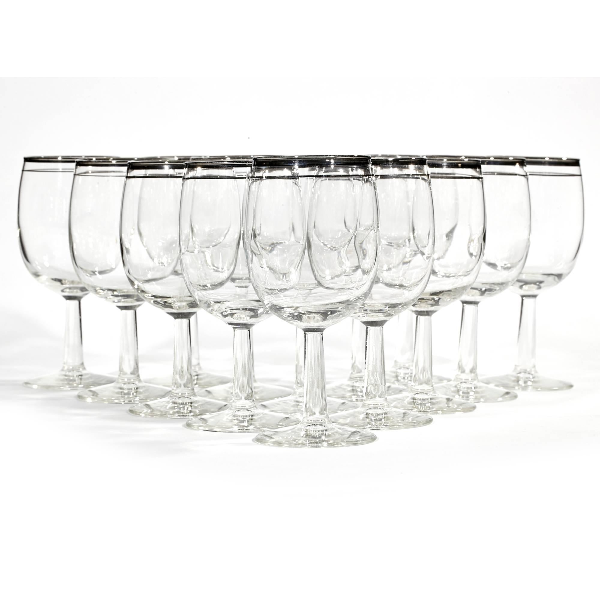 Mid-20th Century Modern Double Silver Ring Glass Stems, 45 Pieces For ...