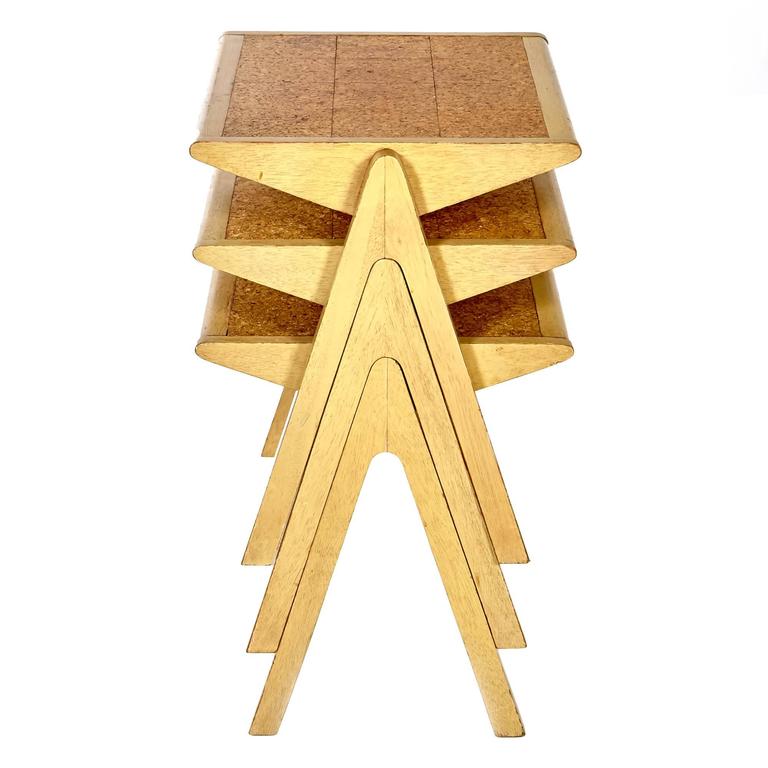 Rare Jon Jansen Cork Top Stacking Tables For Sale at 1stDibs