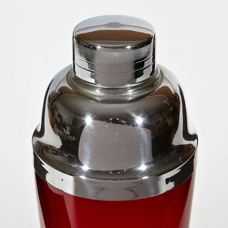 Art Deco Dark Red Handblown Glass Cocktail Shaker at 1stDibs