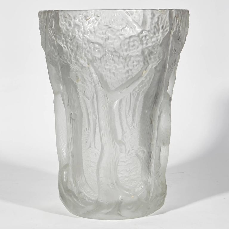 Czechoslovakian Josef Inwald Barolac Art Deco Frosted Glass Forest Vase ...
