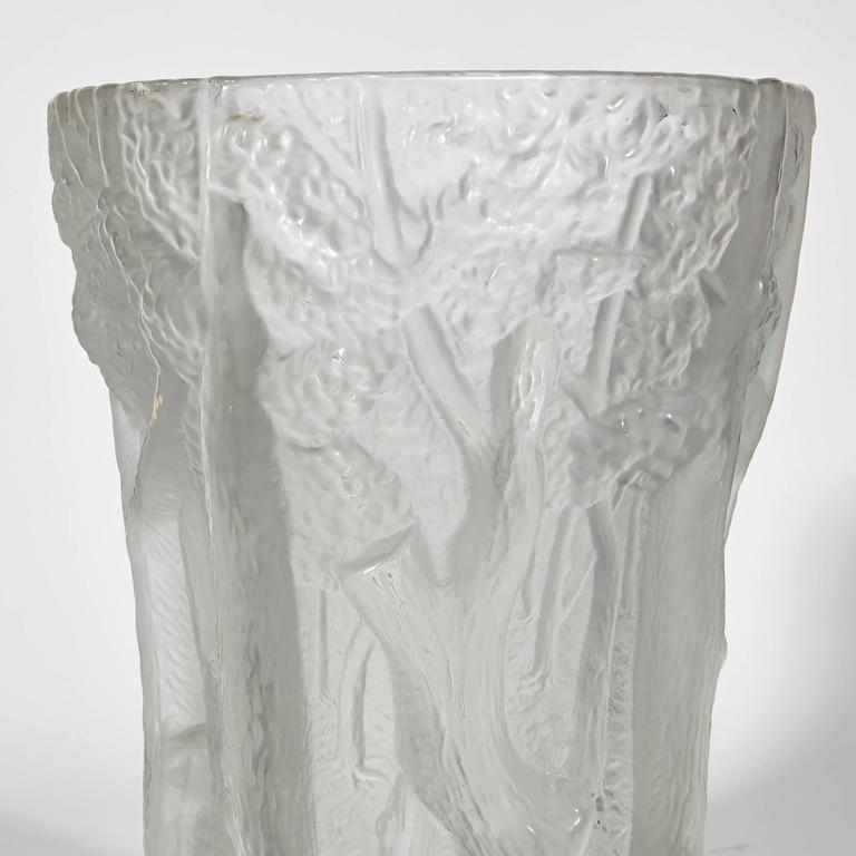 Czechoslovakian Josef Inwald Barolac Art Deco Frosted Glass Forest Vase ...