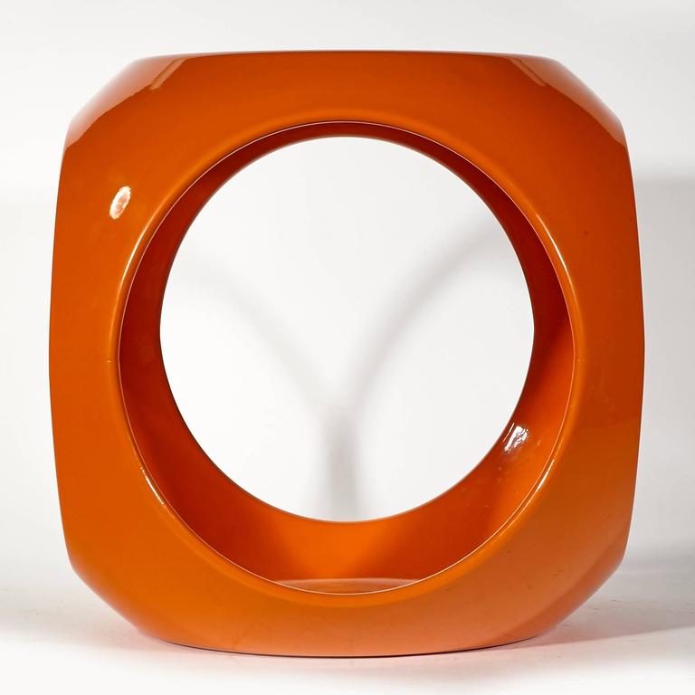 Vintage Orange Fiberglass Side Table For Sale at 1stDibs | orange side ...