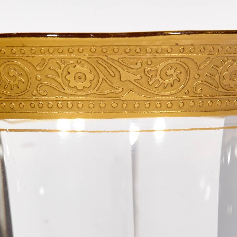 Art Deco Tiffin Glass Floral Gold Rim Wine Stems, Set of Eight at 1stDibs