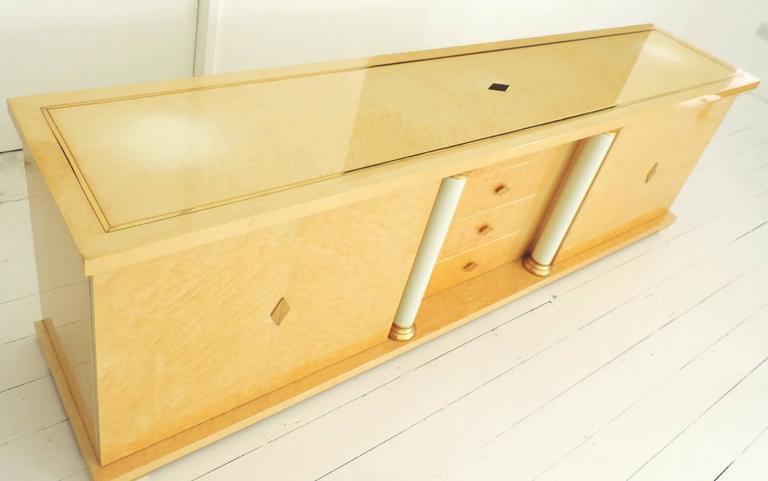 Turri Italian Bird’s-Eye Maple Brass Gold Sideboard Credenza Hollywood ...