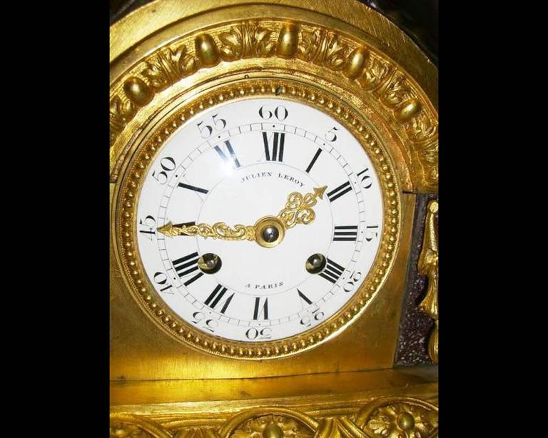 Bronze and Porphyry Clock by Julien Le Roy, 19th Century For Sale at ...