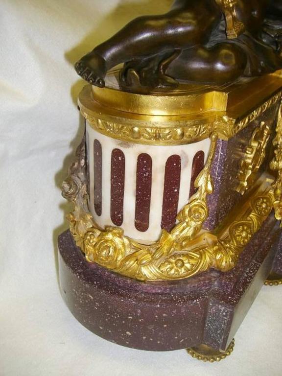 Bronze and Porphyry Clock by Julien Le Roy, 19th Century For Sale at ...