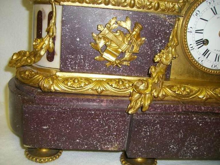 Bronze and Porphyry Clock by Julien Le Roy, 19th Century For Sale at ...