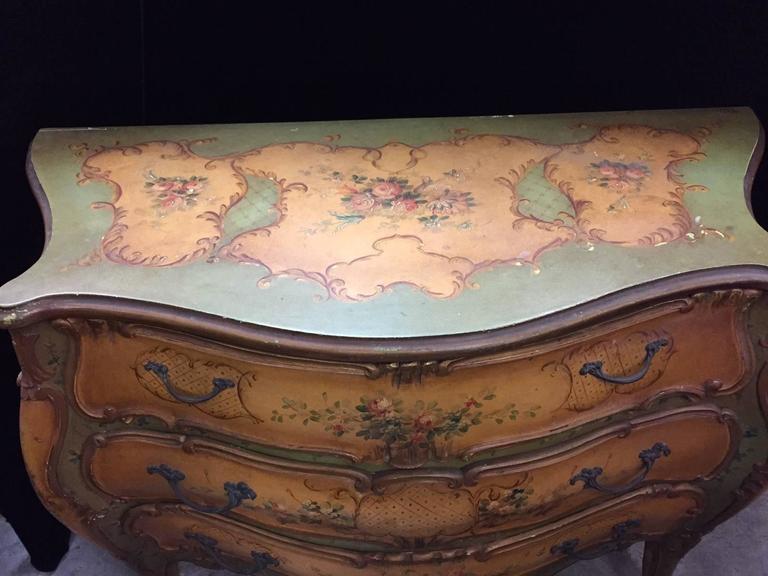 Venetian Painted Rococo Style Bombe Commode at 1stDibs