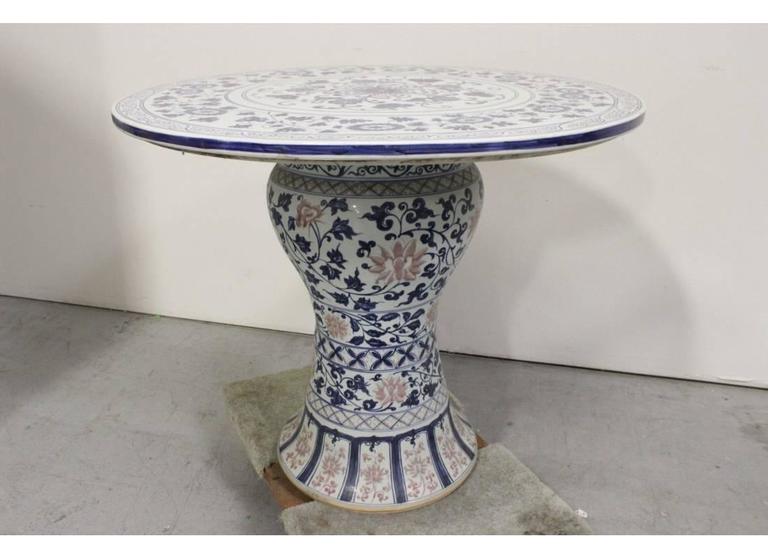 Chinese Blue and White Porcelain Round Table at 1stDibs