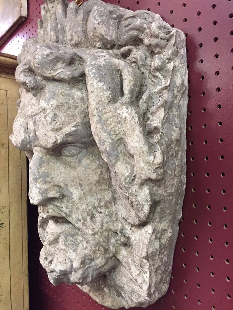 Pair of Italian Cast Stone Wall Face Mask Sculptures, 19th Century For ...