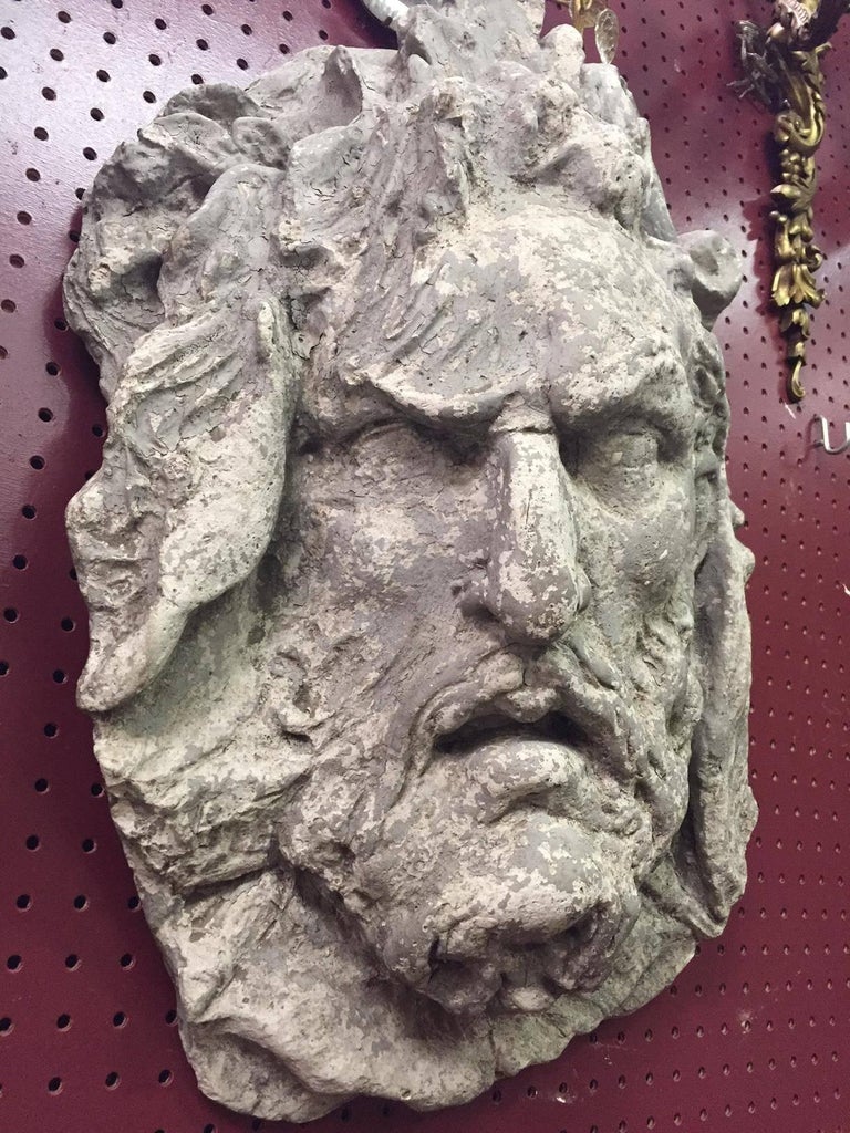 Pair of Italian Cast Stone Wall Face Mask Sculptures, 19th Century For ...