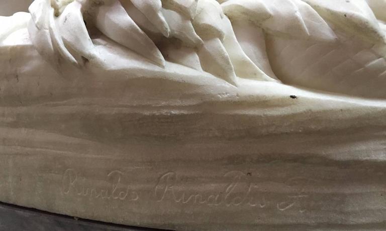 Italian Marble Reclining Nude Life Size Maiden, Signed Rinaldo Rinaldi ...