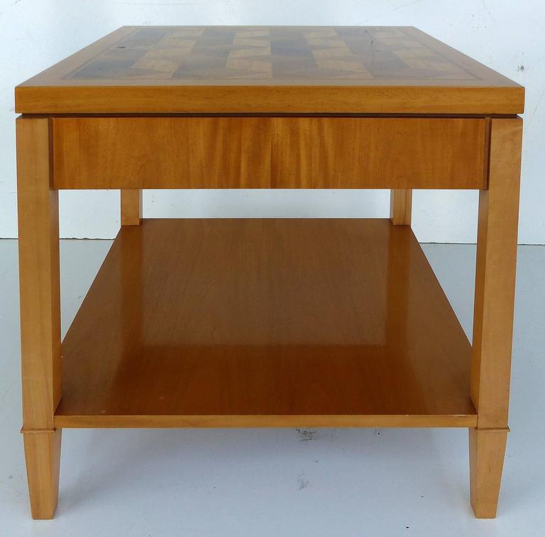 Mid-Century Baker Inlaid Geometric Design Side Table For Sale at 1stDibs