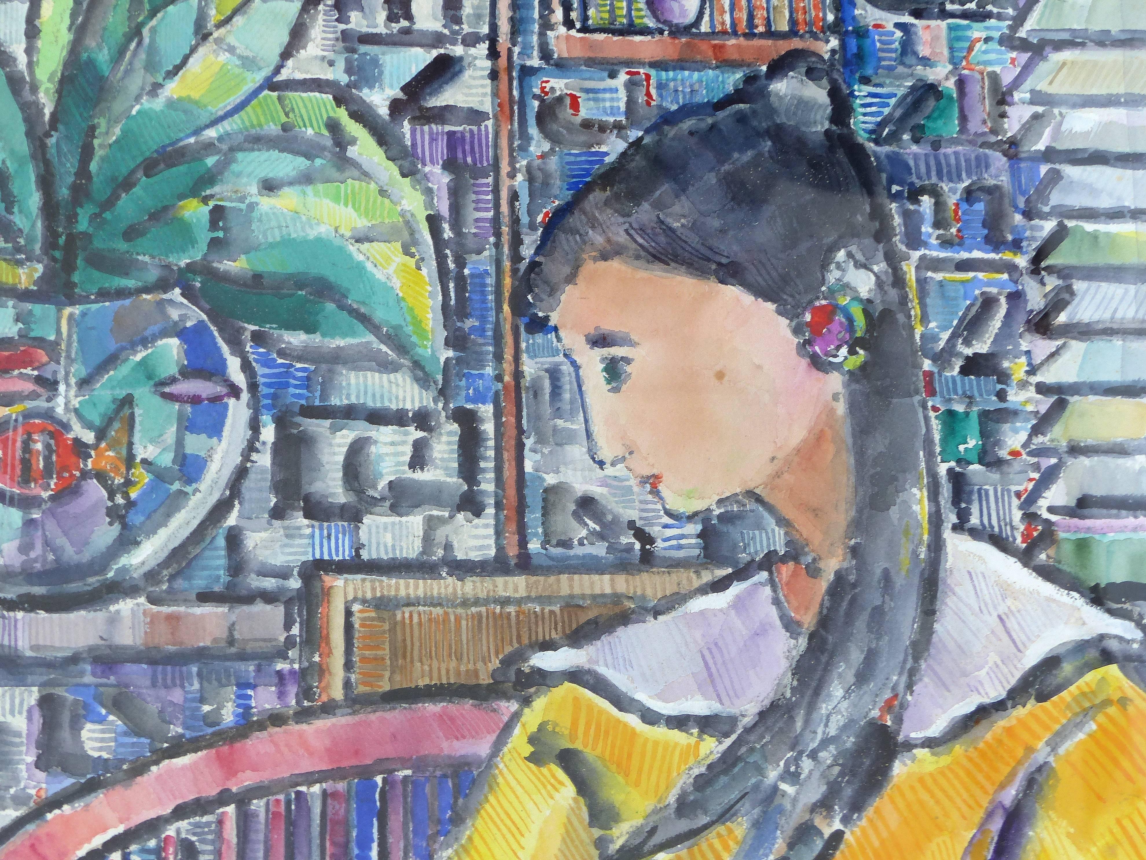 1968 Water Color by Cuban American Artist Jose Maria Mijares For Sale ...