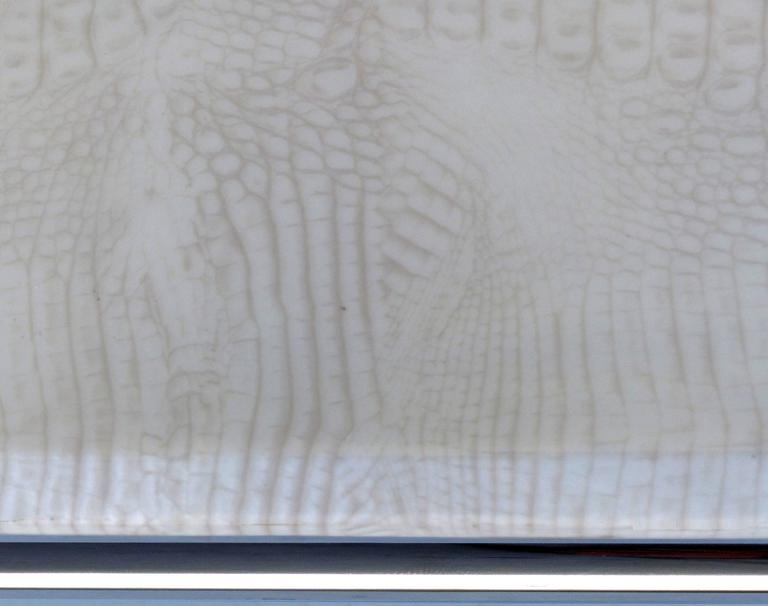 1980s Stainless Steel Cocktail Table with Lacquered Snakeskin Finish ...