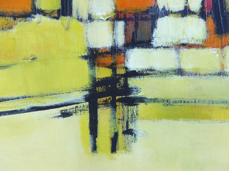 Mid-Century Modern Abstract Oil Painting Signed Ferrari For Sale at 1stDibs