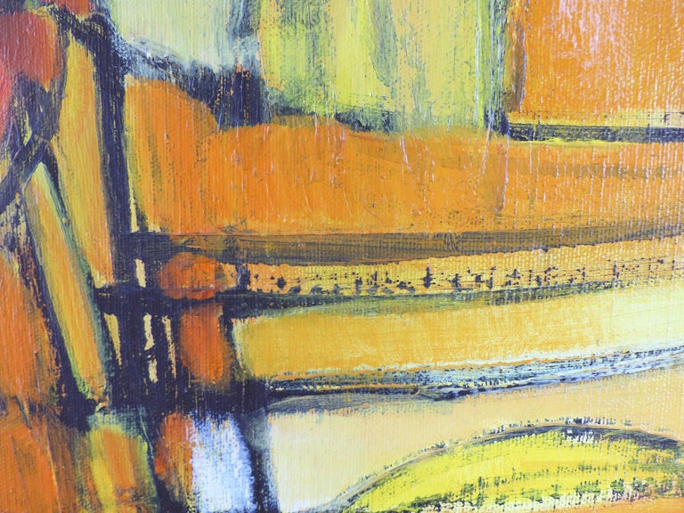 Mid-Century Modern Abstract Oil Painting Signed Ferrari For Sale at ...